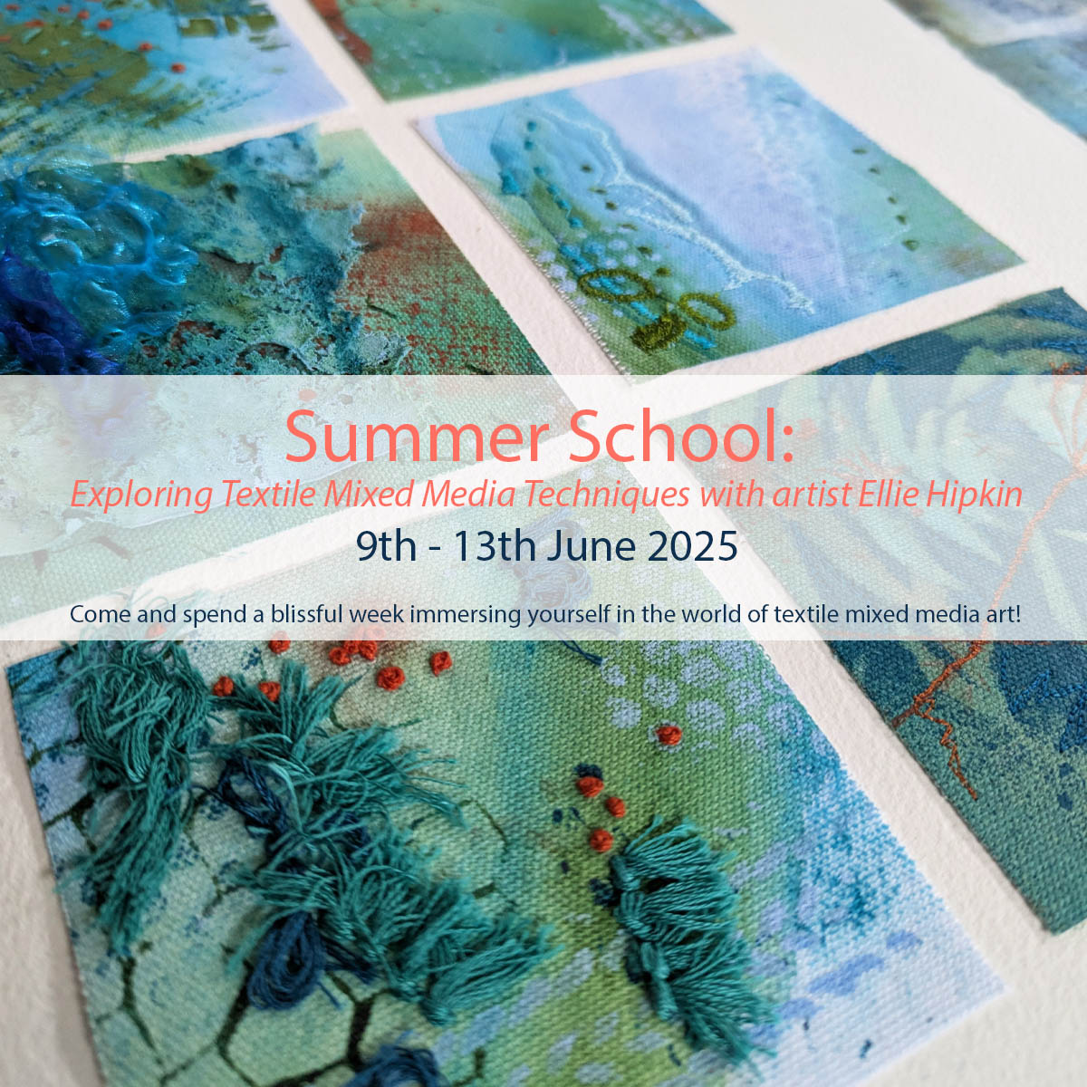 Workshops and online courses with Textile Artist Ellie Hipkin